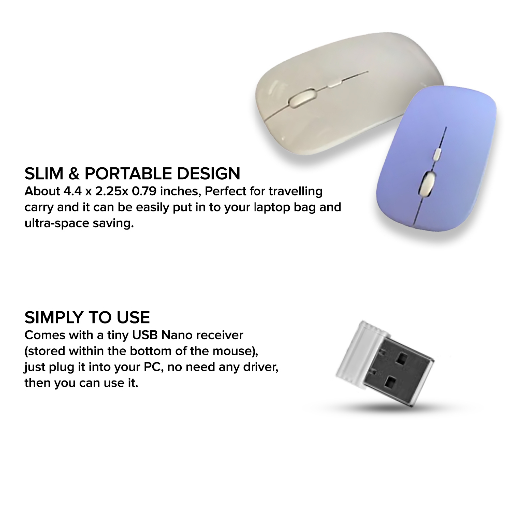 EasyPC| Keytech Black/ White/ Pink/ Violet/ Blue wireless mouse| USB ...