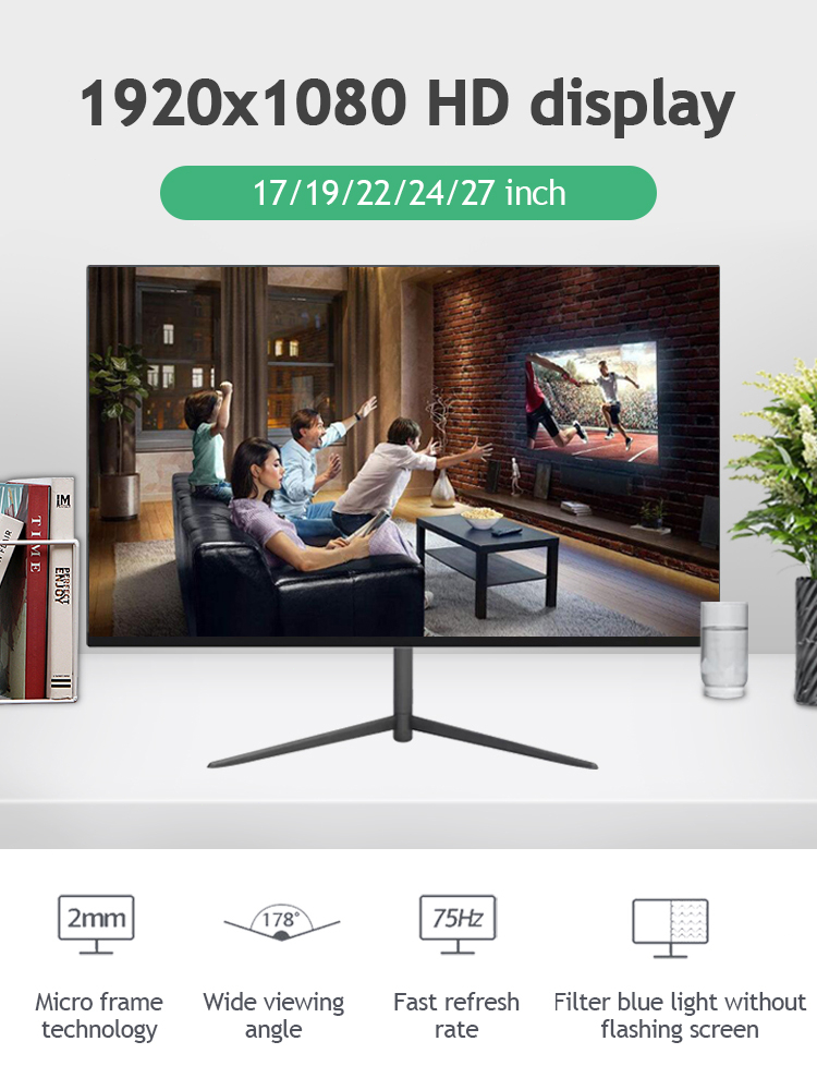 ICON Monitor 17/19/22/24/27 Inch LED Rimless HDMI VGA Brand New ...