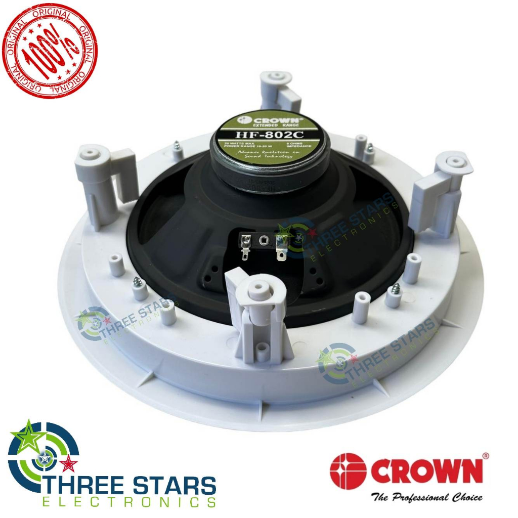Original 1pc. 8" Crown Ceiling Speaker 20 watts 8 ohms HF-802C ...
