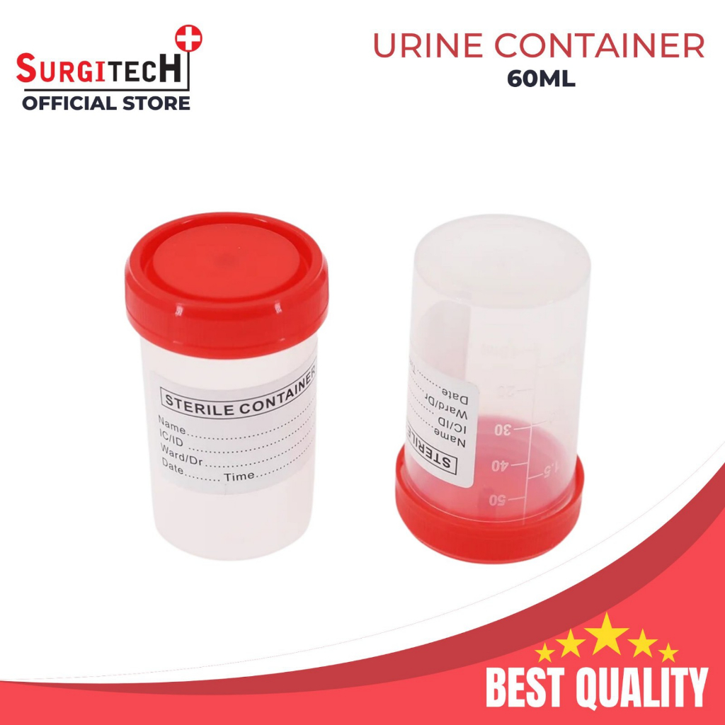 Surgitech 5PCS/10PCS Urine Specimen Container with Label 60ml (5PCS ...
