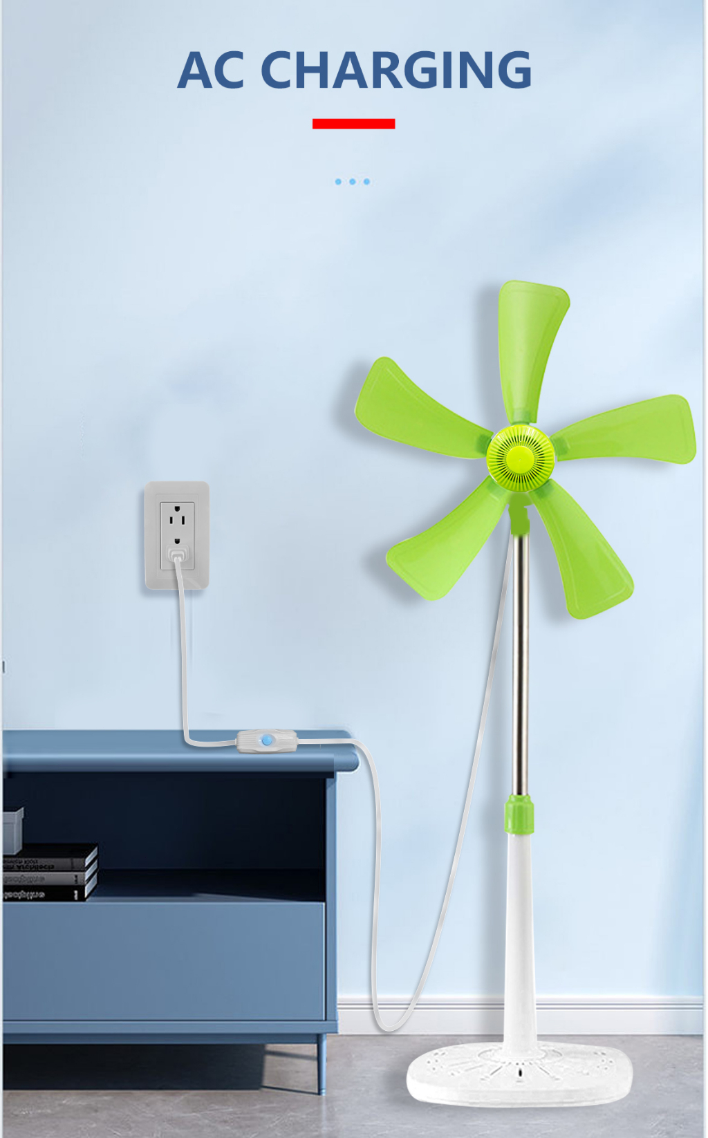 NSS 5 Blades Stand Fan Electric Home Floor Fan Cooling Strong Wind ...