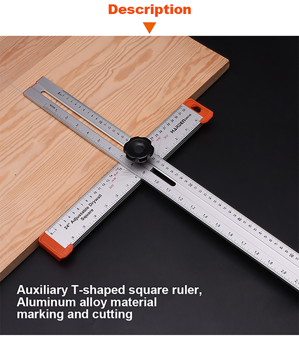 Harden 580746 24" Adjustable T-shaped Square Ruler Size: 600mm(24 ...