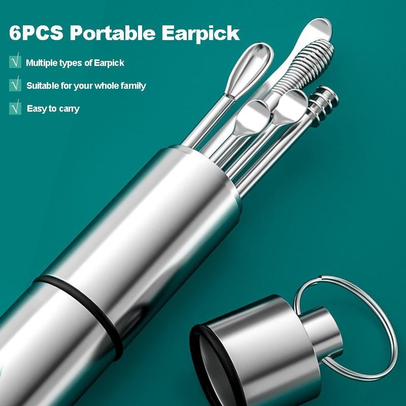 6 in 1 Portable Ear Cleaner Set, Earpick Ear Wax Remover Ear Curette ...