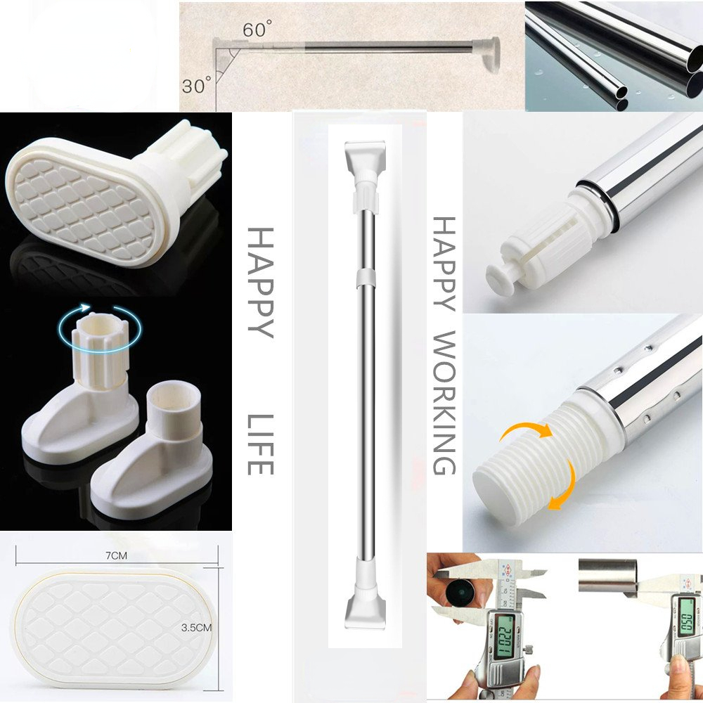 Stainless Steel Curtain Rod Set Adjustable Curtain Rod Tension Rod ...