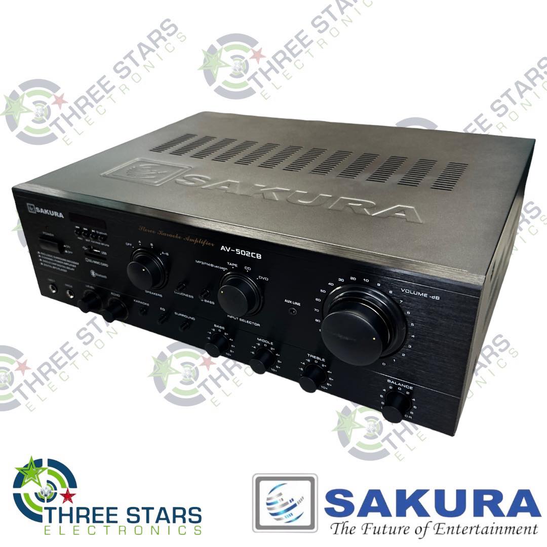 Sakura AV-502CB Stereo Karaoke Amplifier 580 Watts x2 Bluetooth/USB Connectivity | Shopee ...