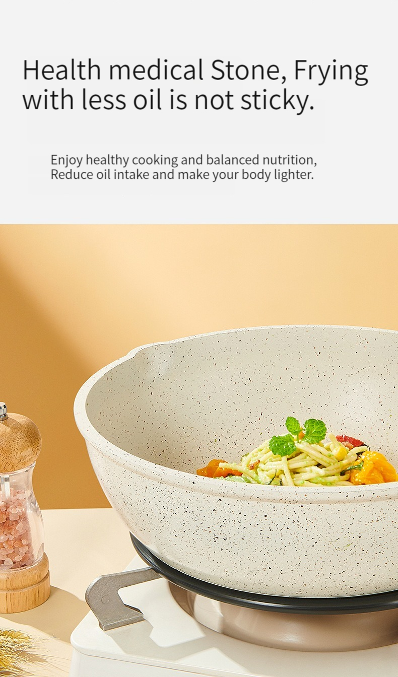 【LEUSE】Healthy non-stick cookware set - medical stone coating - 5 ...