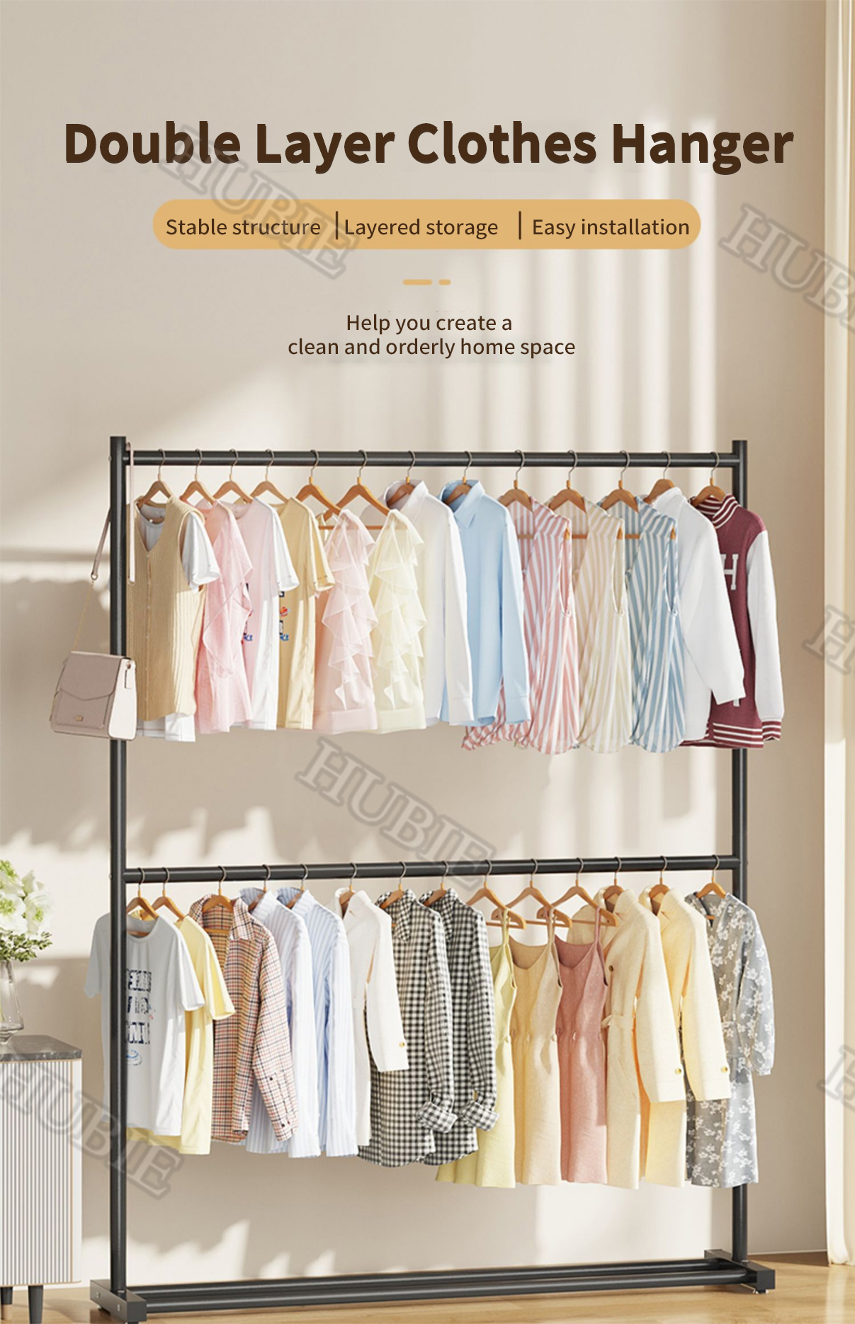 【On Hand】Double Layer 60/100/120/150cm Metal Clothes Hanger Drying Rack ...