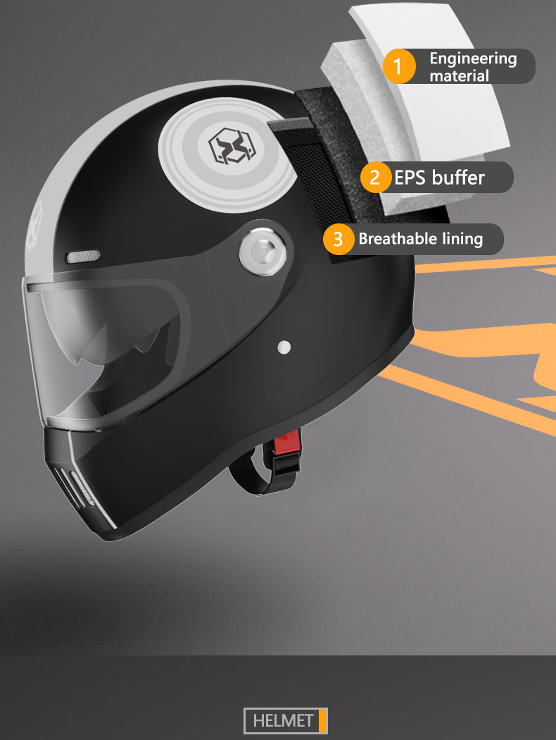 Motorcycle full-face helmet unisex dual-mirror helmet dust-proof anti ...