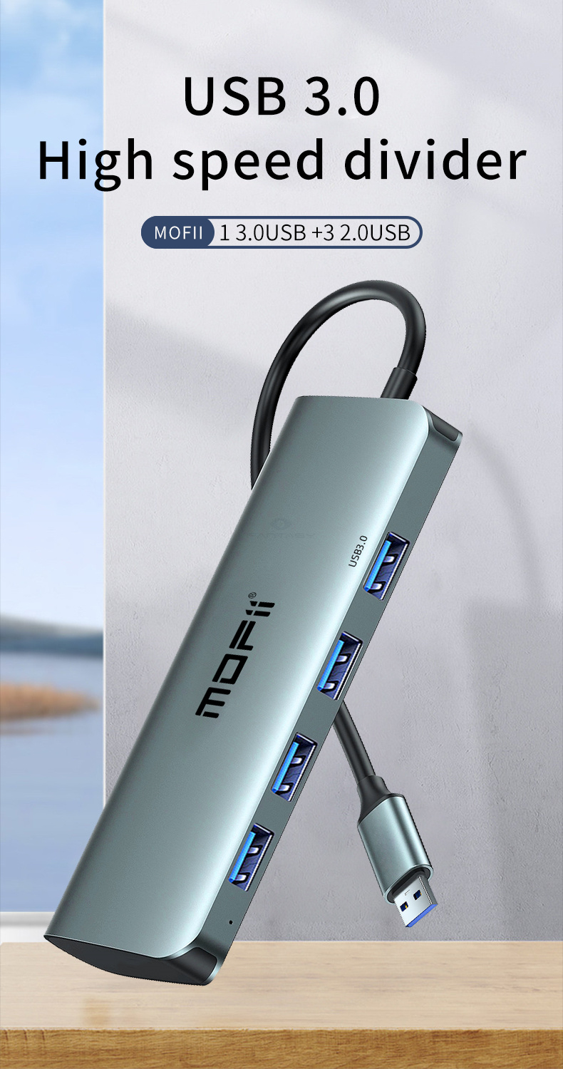 MOFii USB Hub 4 Ports USB 3.0 High Speed Original Fast Charging Adapter ...