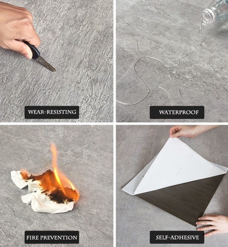 30*30cm Marble Vinyl Self Adhesive Waterproof PVC Floor Sticker Home ...