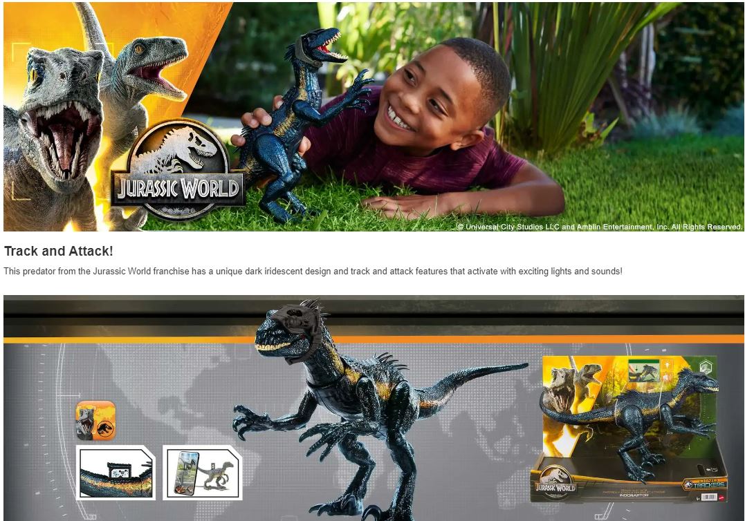 Jurassic World Dino Trackers Track 'N Attack Indoraptor Dinosaur Action ...