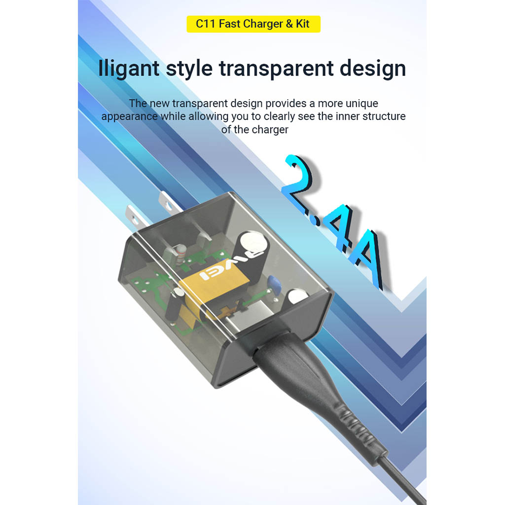 Awei C11 Series US Plug Adapter Wall Charger Single USB Output 1m Cable ...