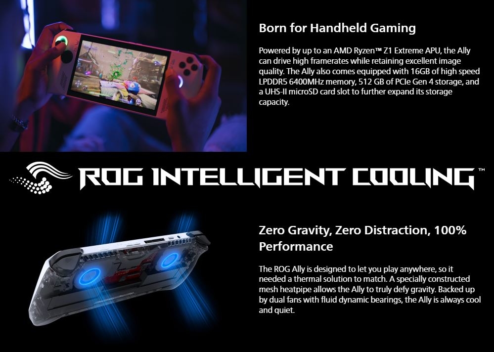 Asus ROG Ally AMD Ryzen Z1 / Z1 Extreme - 16GB - 512GB SSD - AMD Radeon ...