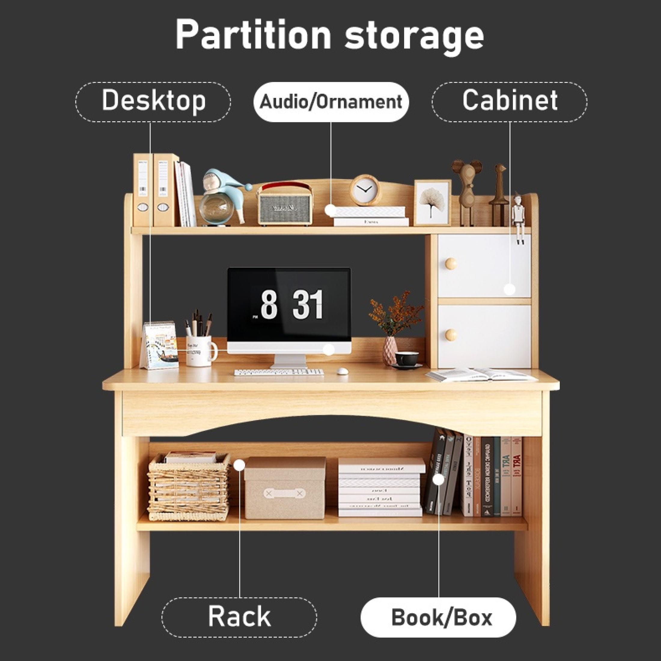 Computer Desk Desktop Study Table with Drawer and Shelves Office ...