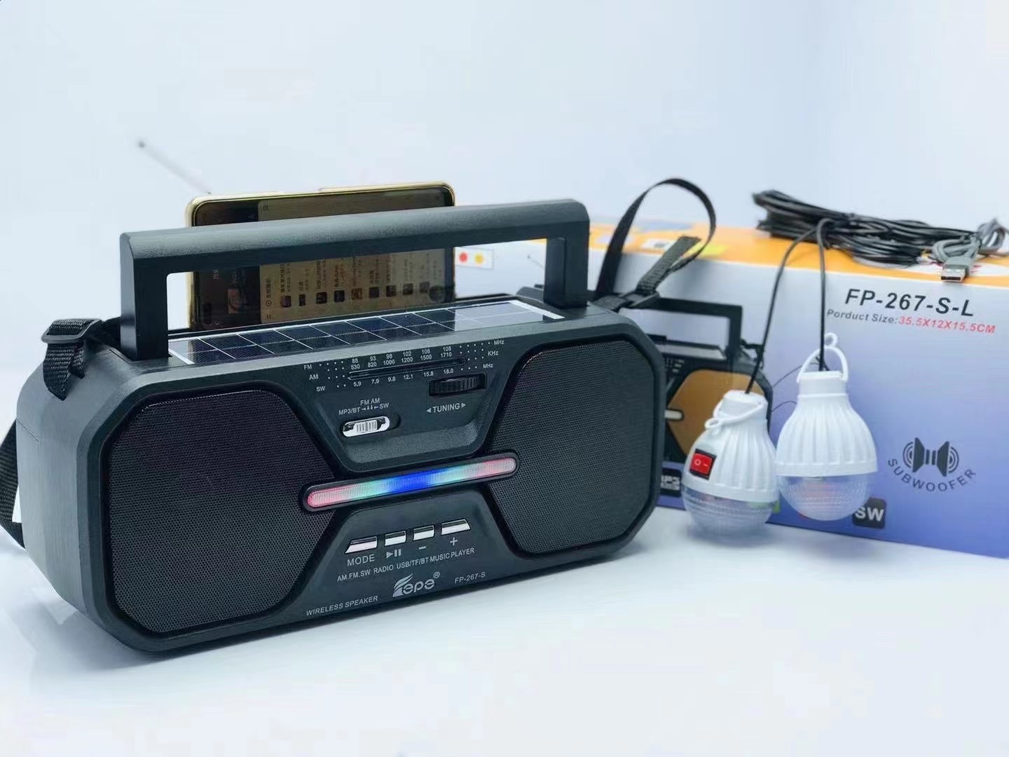 RADIO FP-267BT Solar Bluetooth AM/FM Radio with USB/SD/TF Music Player ...