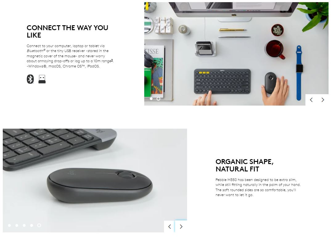 Logitech M350 Pebble Wireless Mouse,Bluetooth or 2.4 GHz with USB Mini ...