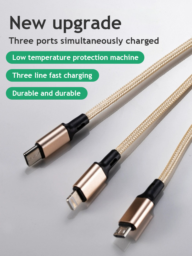USB Type C Cable Fast Charging Data Sync Cable IPho+Android+Type-c ...