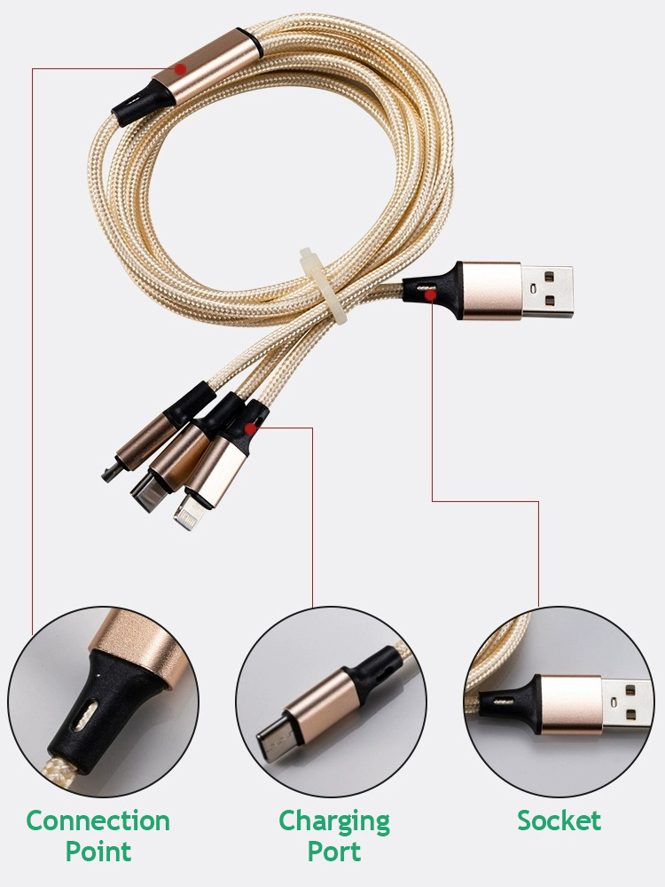 USB Type C Cable Fast Charging Data Sync Cable IPho+Android+Type-c ...
