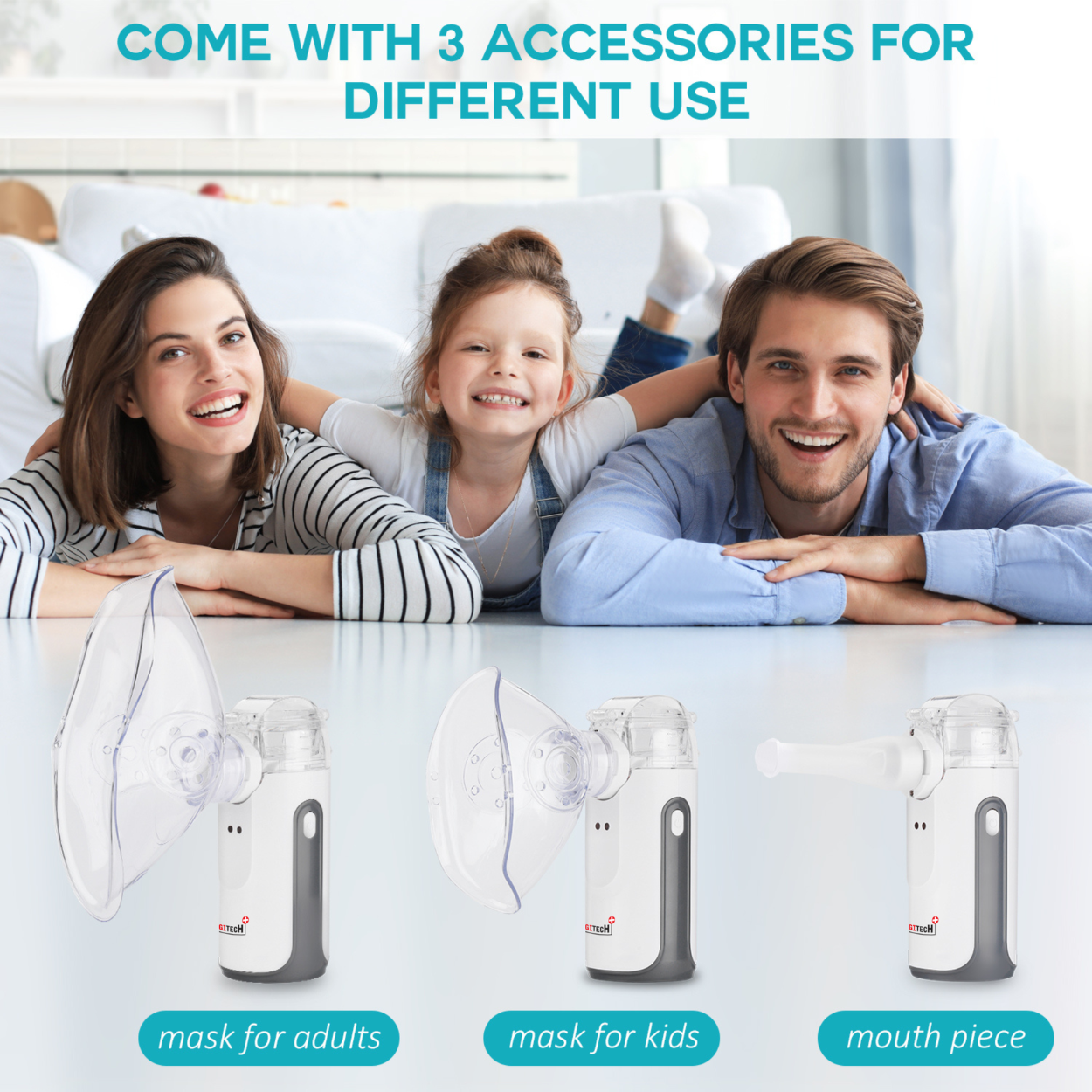 Surgitech GRAY Portable Ultrasonic Mesh Nebulizer for Asthma Kids and ...