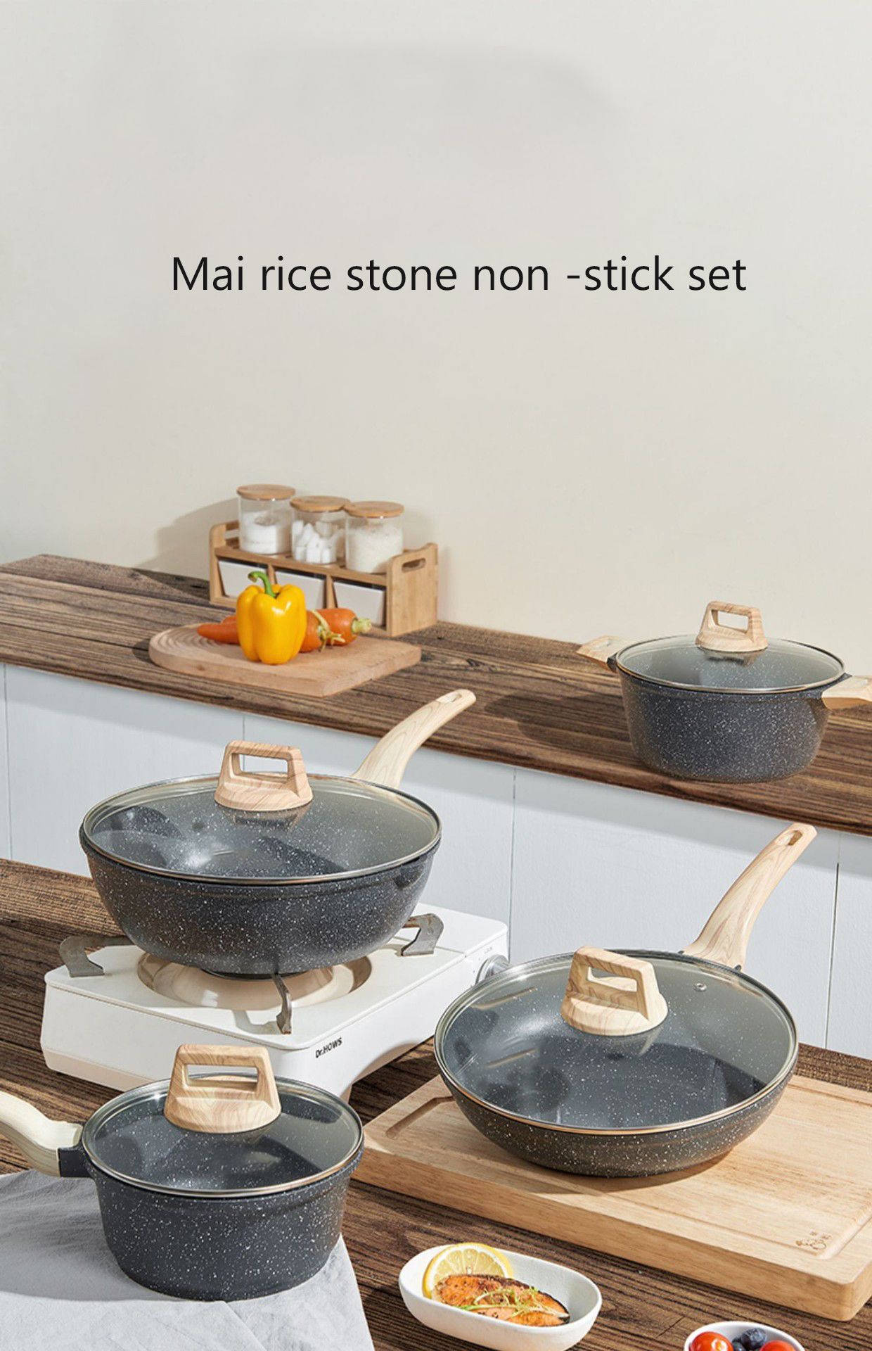 【LEUSE】Non-stick cookware set - medical stone coating - 5 colors ...
