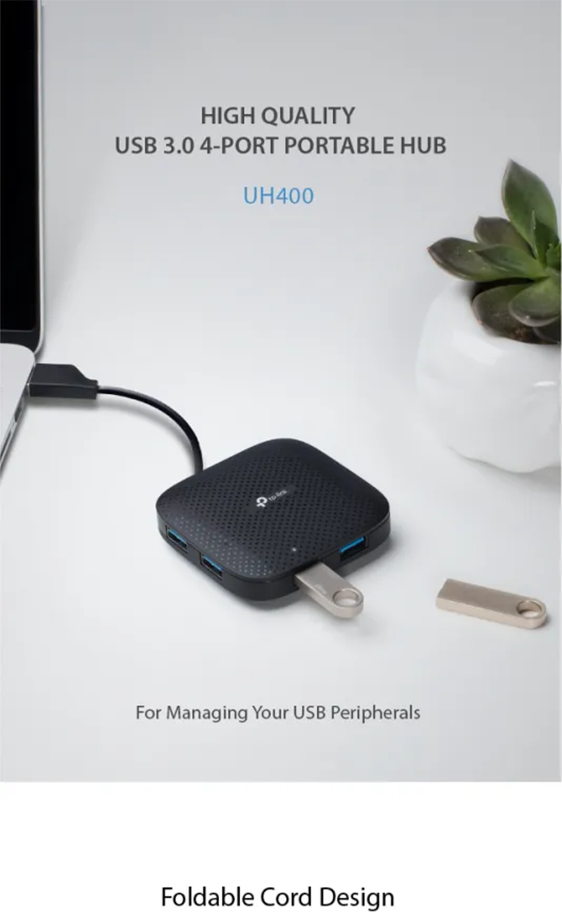 TP-Link | UH400 | 4-Port | Compact | Portable | Tangle Free | USB 3.0 ...