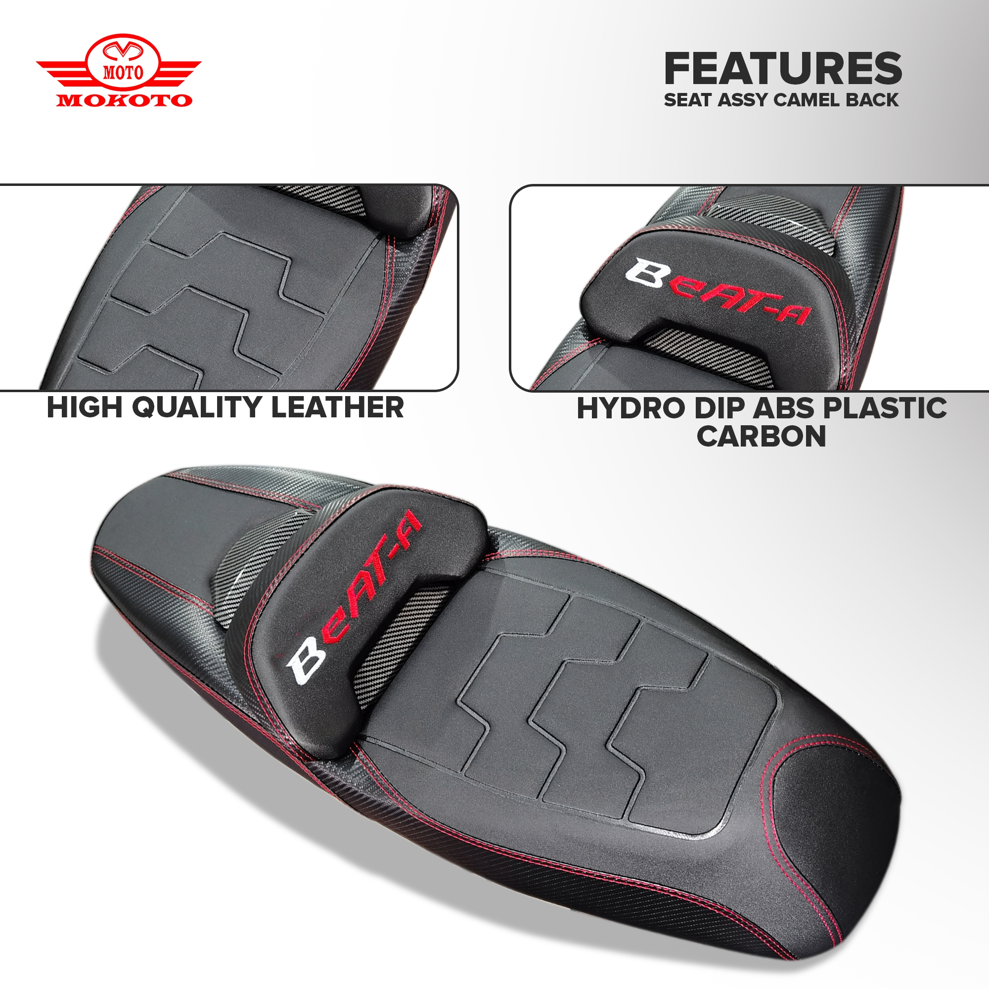 MOKOTO HONDA BEAT FI V2 V3 CAMEL BACK SEAT ASSY WITH EMBROID LOGO FOR HONDA BEAT FI V2 V3 ...