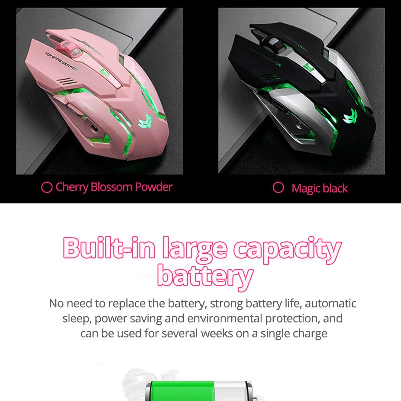 Gaming Wireless Mouse Rechargeable Mouse Glowing Mouse USB Interface ...