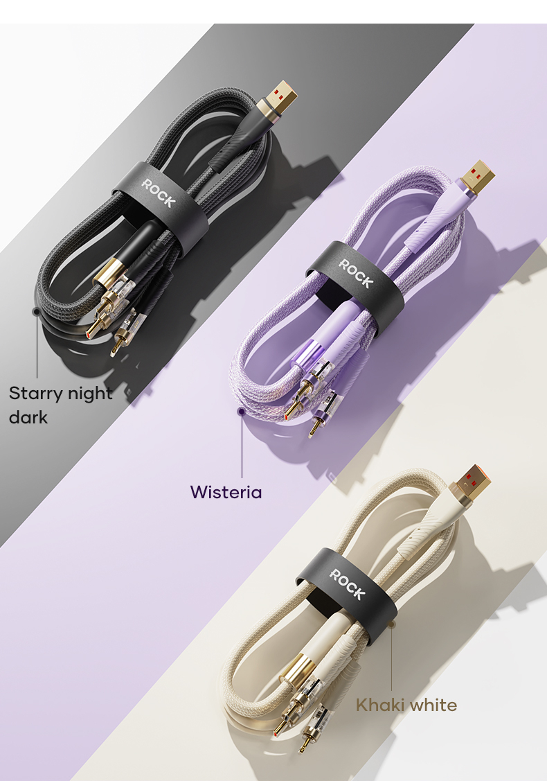 Rock Space G20 3 in 1 Fast Charging Cable 100W 6A Transparent Type-C ...