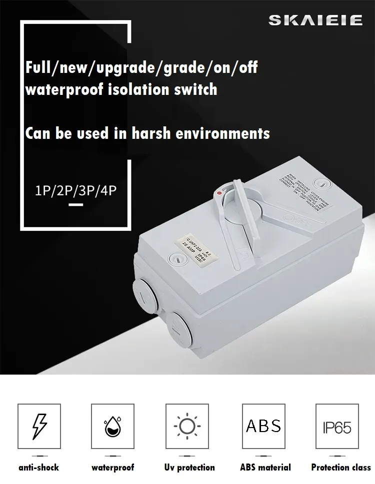UKF IP66 1P 2P 3P 4Poles 20A 32A 63Amp Weatherproof Isolating Switch Outdoor Waterproof Isolator ...