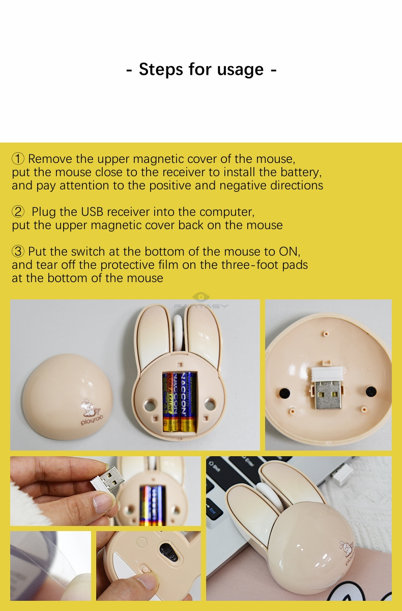 MOFII Patended Product M6 Pippi Rabbit Mouse Wireless Mute Mouse Cute ...