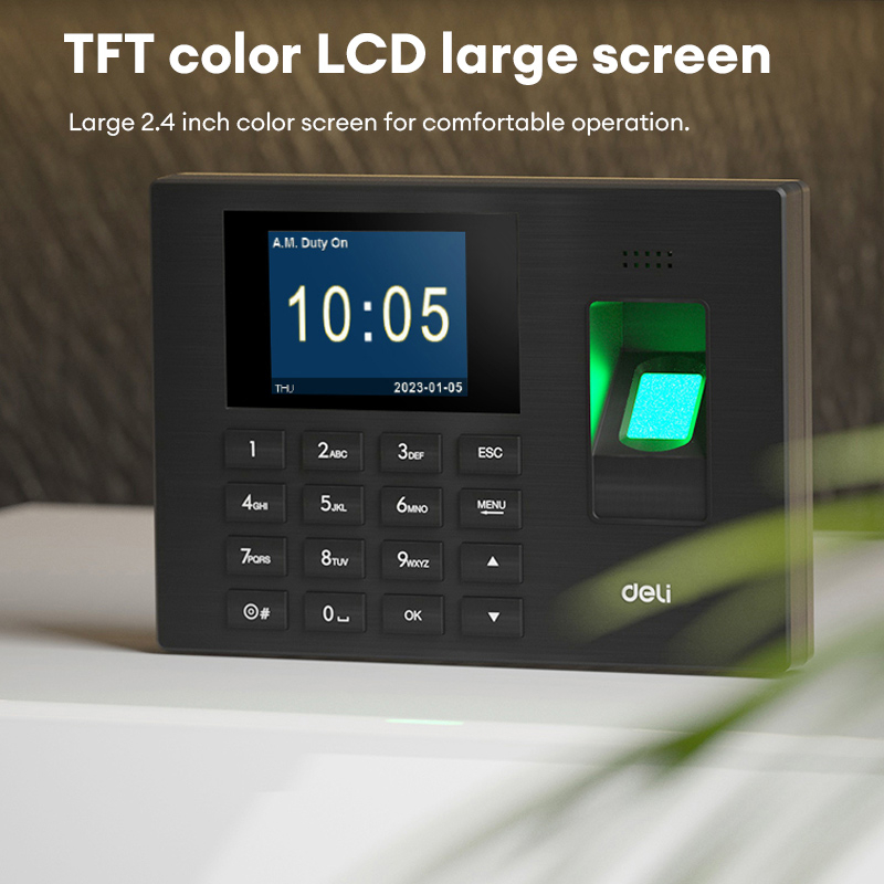 Deli Fingerprint Biometric Machine 2.4'TFT Screen Biometric Fingerprint Scanner Machine ...