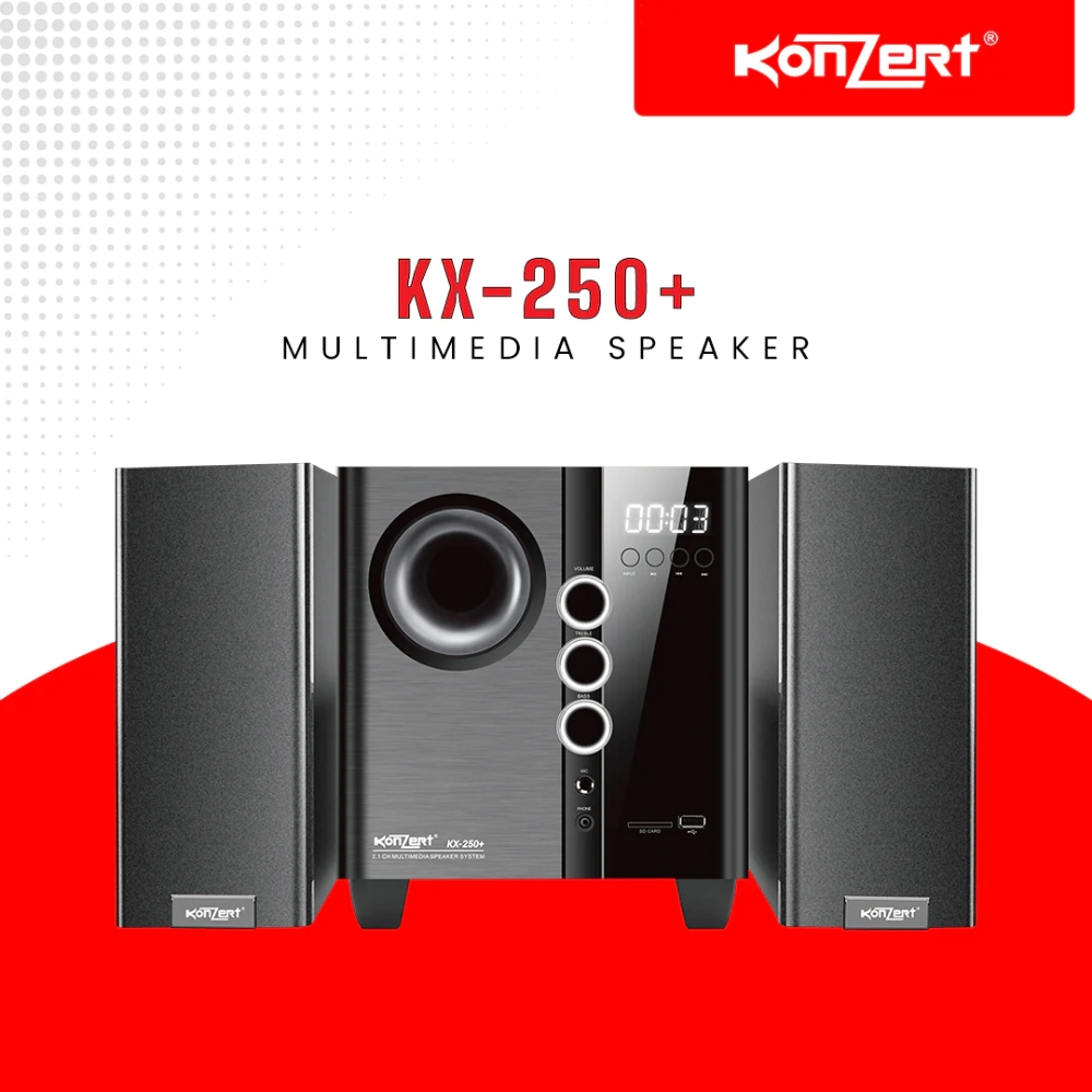 Konzert KX-250+ 2500W 2.1 Channel Active Multimedia Speaker System w ...