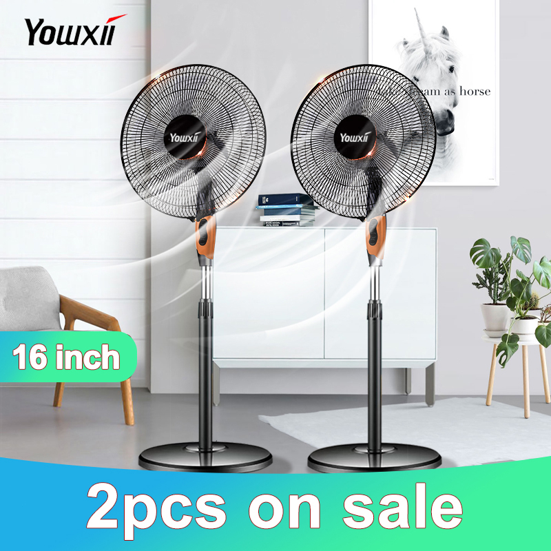 Yowxii Powerful 1-2 Pcs Electric Fan Stand Fan 16 Inch 3 Speed Wall Fan ...