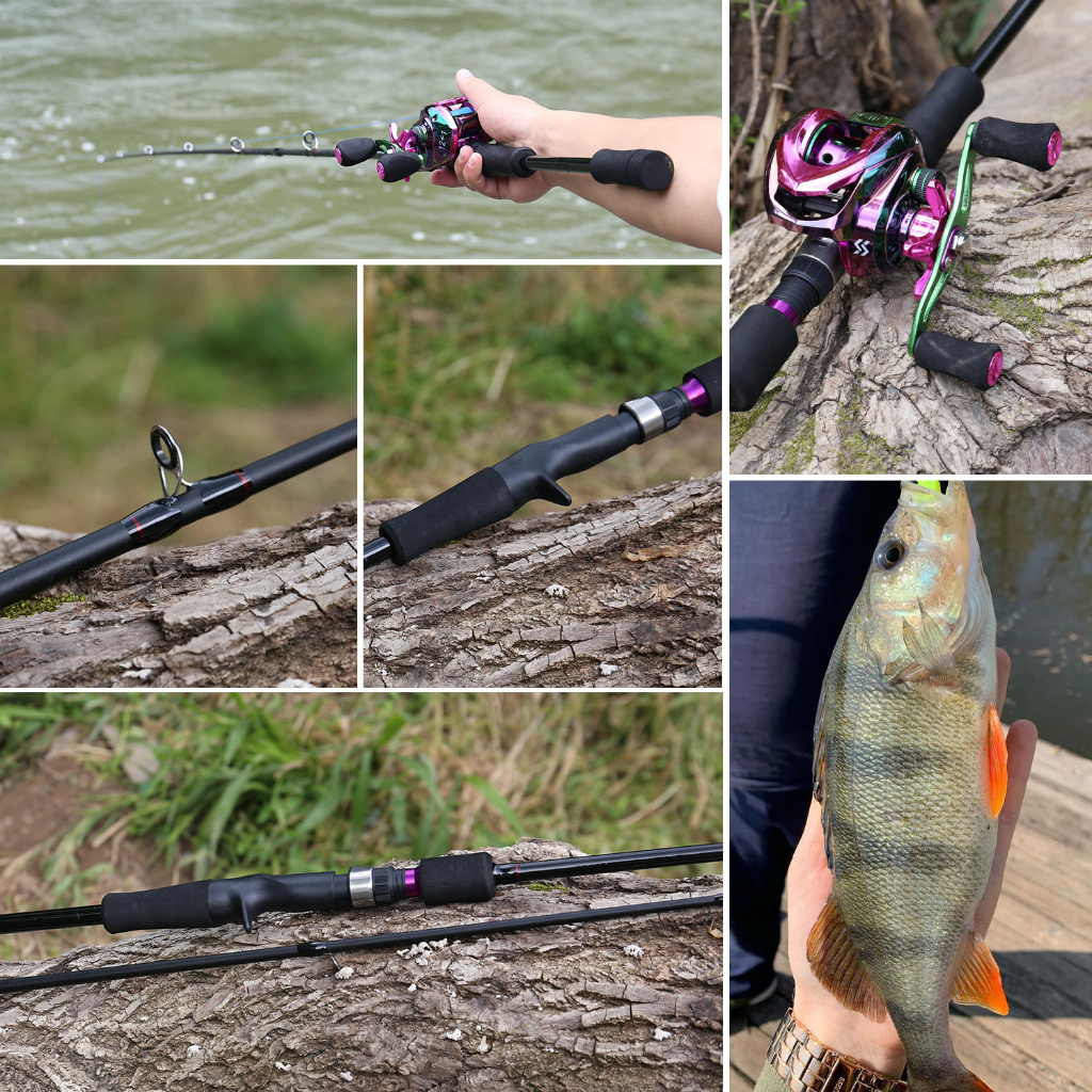 Sougayilang New Purple Spinning/Casting Fishing Rod 1.8m-2.1m 2sections ...