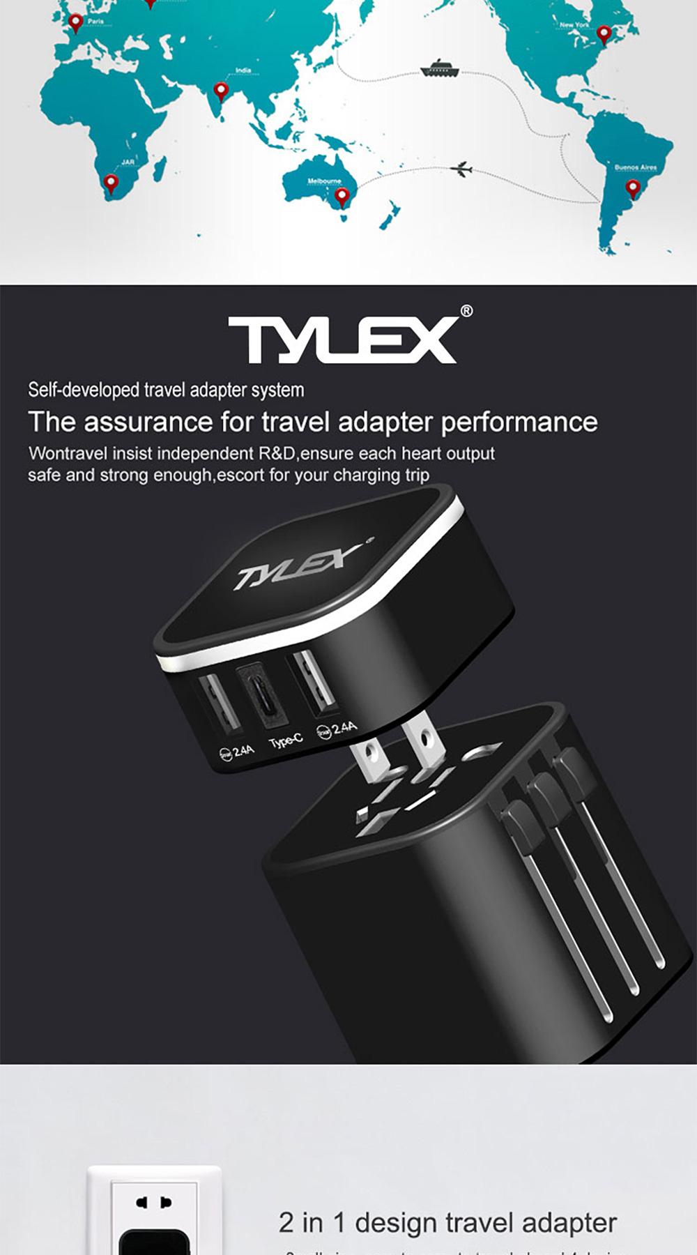 Tylex JY-302 3 USB Port Universal Plug Adapter (White) | Shopee Philippines