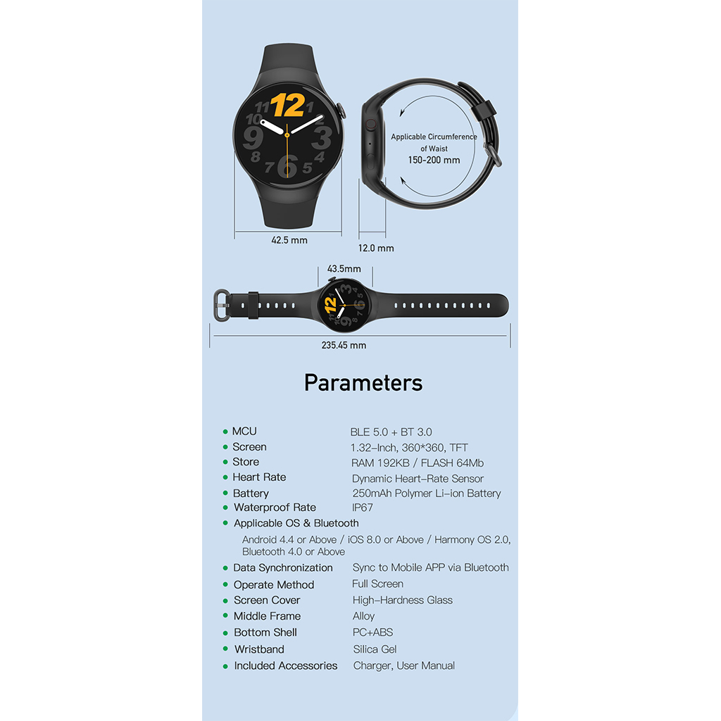 Awei H9 Calling Smart Watch Bluetooth Fitness Tracker Dynamic Heart ...