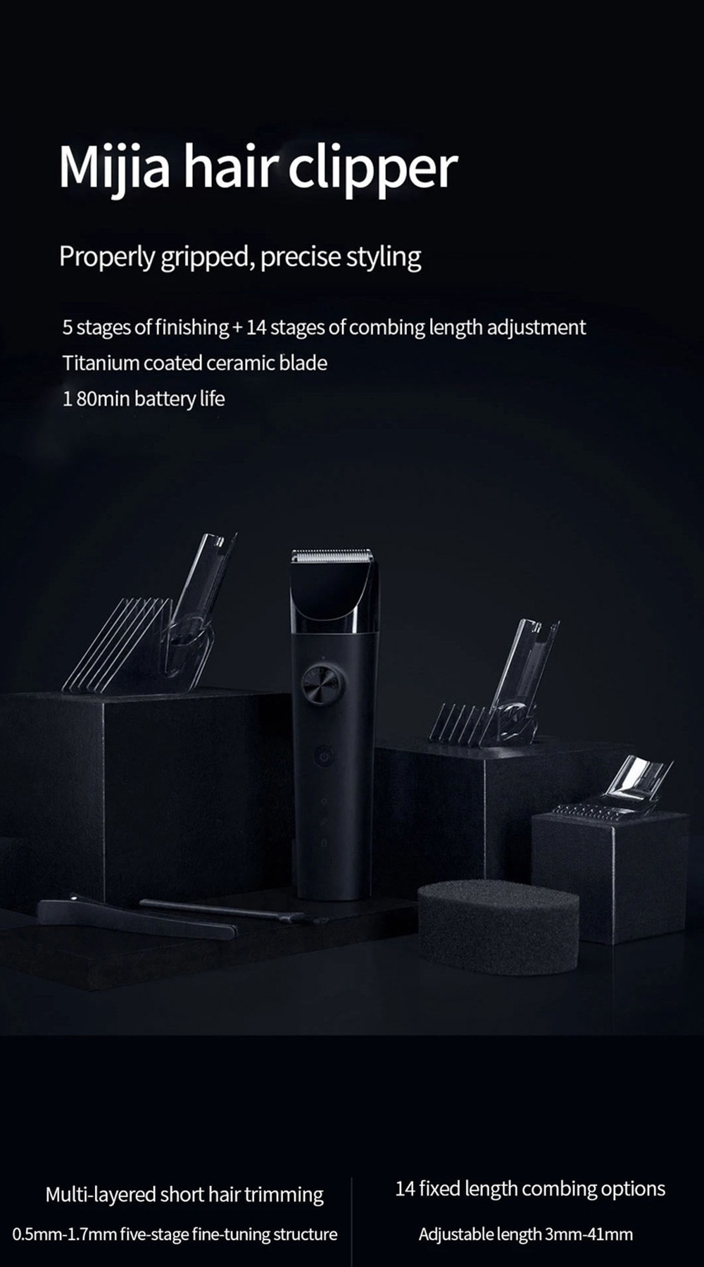 Xiaomi Mijia Mi Electric Hair Trimmer Clipper Wireless Ceramic Knife ...