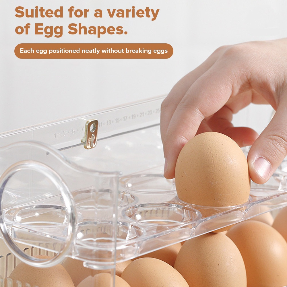 30 Grid Egg Tray Three Layer Egg Storage Box Organizer Rack Container Automatic Flip Transparent ...
