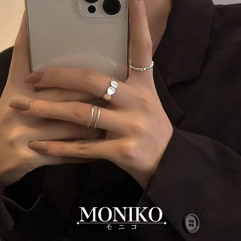 MONIKO Original Design Titanium Steel Hip-Hop Ring three-piece Set ...
