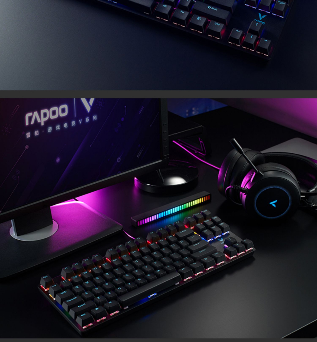 Rapoo V500PRO Wired 87 Keys Keyboard Gaming Mechanical Keyboard Mixed LED Backlit For Laptop PC ...