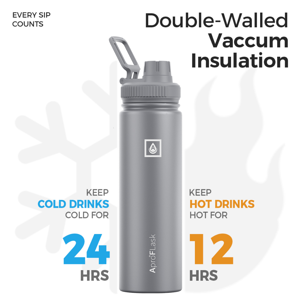 Apro°Flask 22oz/32oz Tumbler Hot and Cold Wide Mouth with Spout Lid Vacuum Insulated Drinking ...