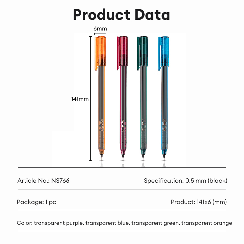 Deli Nusign Gel Pen 0.5mm Black Ink Straight Liquid Ballpen Writing Pen ...