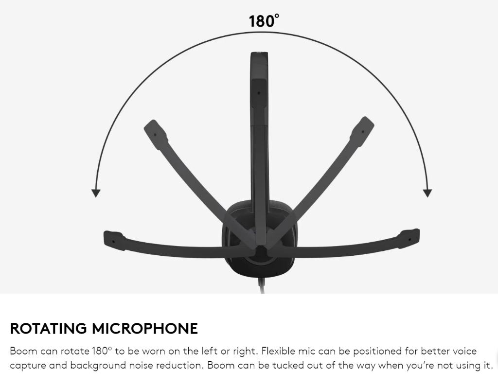 Logitech H151 Stereo Adjustable Headset w/ Built-In Rotating 180 ...
