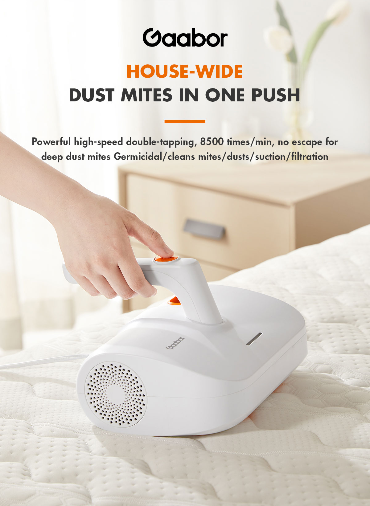 Gaabor Handheld Dust Mite Vacuum Cleaner 200ml Dust Barrel - uv light ...