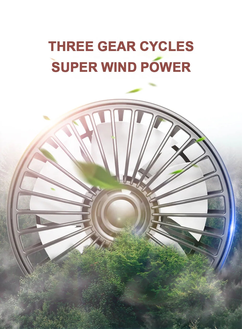 SEAMETAL Car Rear Fan 360 Degrees USB Double-headed Fans 3 Speeds Wind ...
