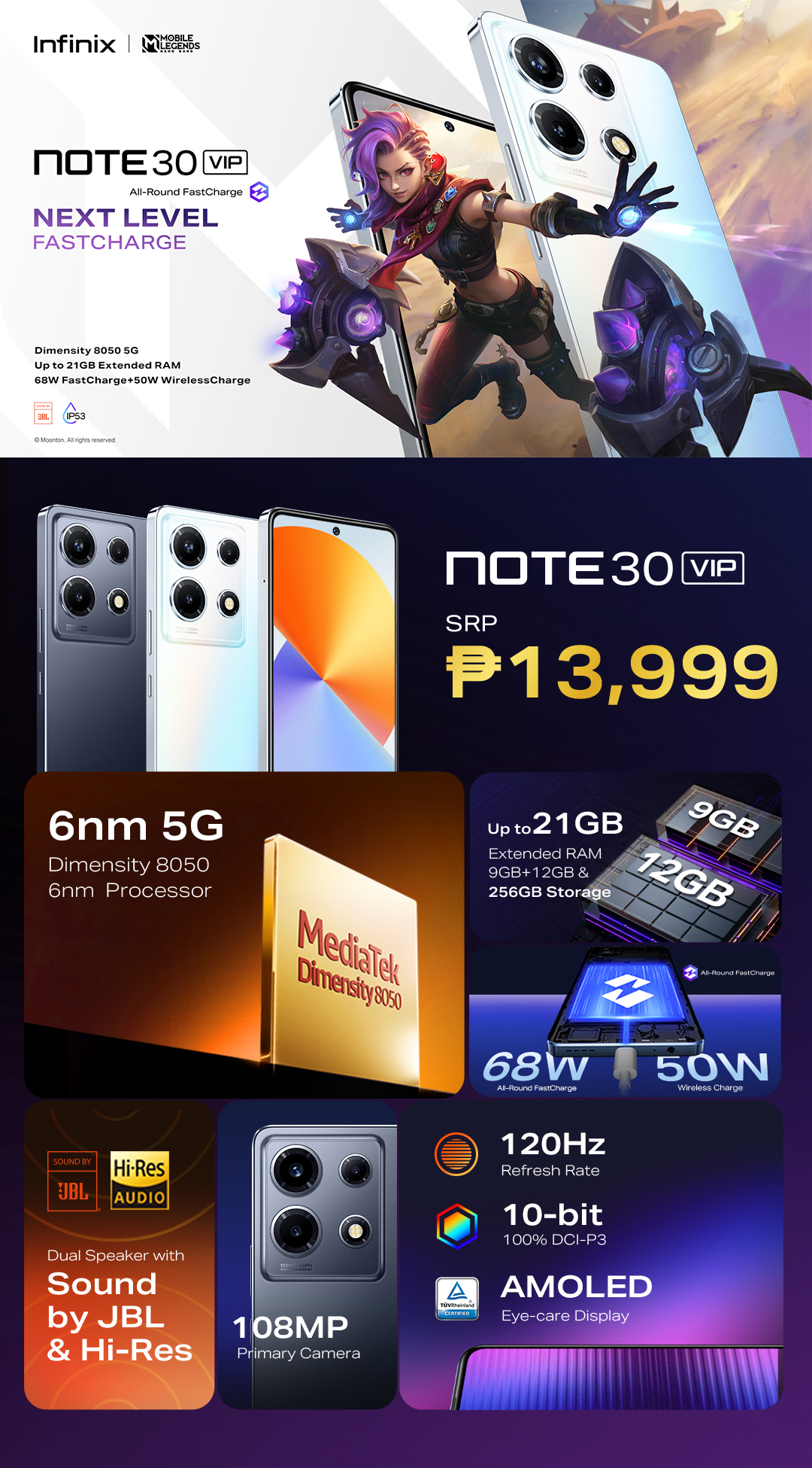 Infinix Note 30 VIP, 12GB + 256GB, Dimensity 8050, 108MP Camera (1 Year Local Warranty) | Shopee ...