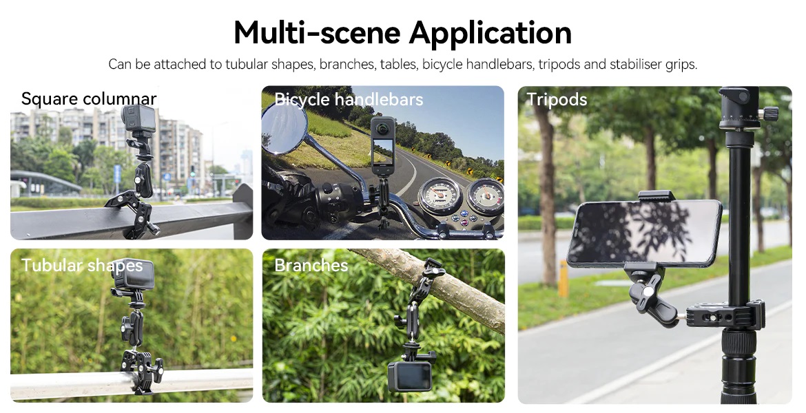 TELESIN Super Clamp Multifunctional Ball Head Magic Arm Mount Alloy for ...