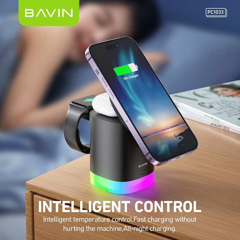 BAVIN PC1033 Fast Charging 3-in-1 Magnetic Wireless Charger Dock ...