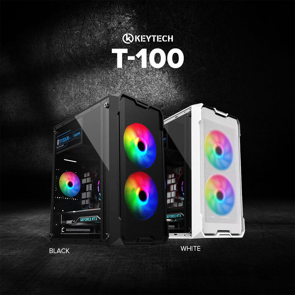 EasyPC| Keytech T-100 tempered glass pc case gaming| Micro ATX| Black ...