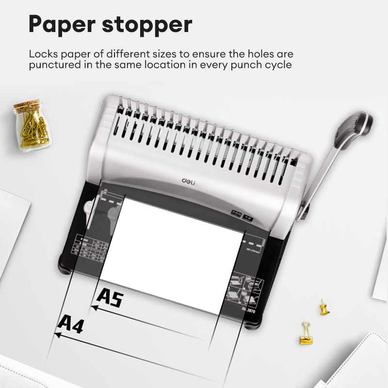 Deli Binding Machine Paper Punch Puncher A4 Comb 21 Hole | Shopee ...
